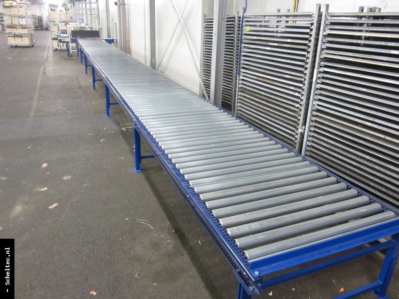 Rollenbaan 15,9 m blauw, verzinkte rollen, op 7 steunpoten - SCHELTEC ...